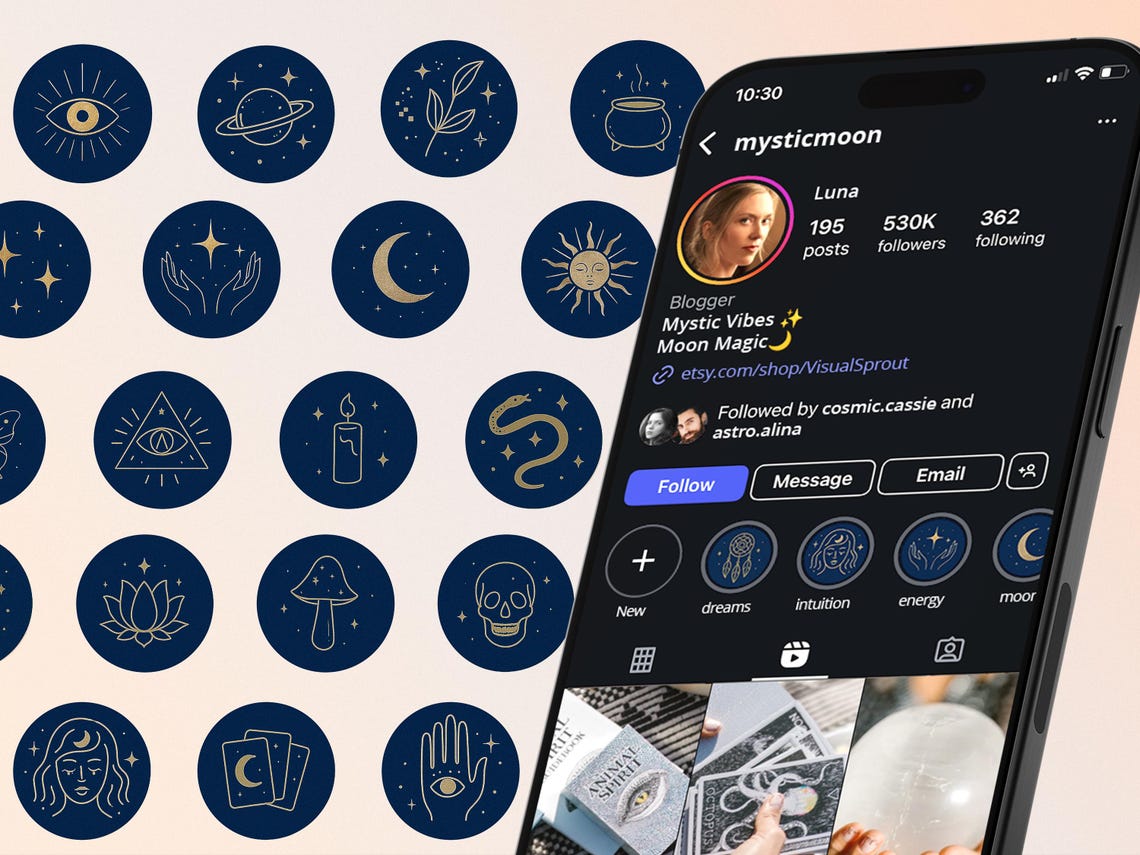Mystic Moon Instagram Highlight Covers: Celestial IG Story Icons (PNG ...