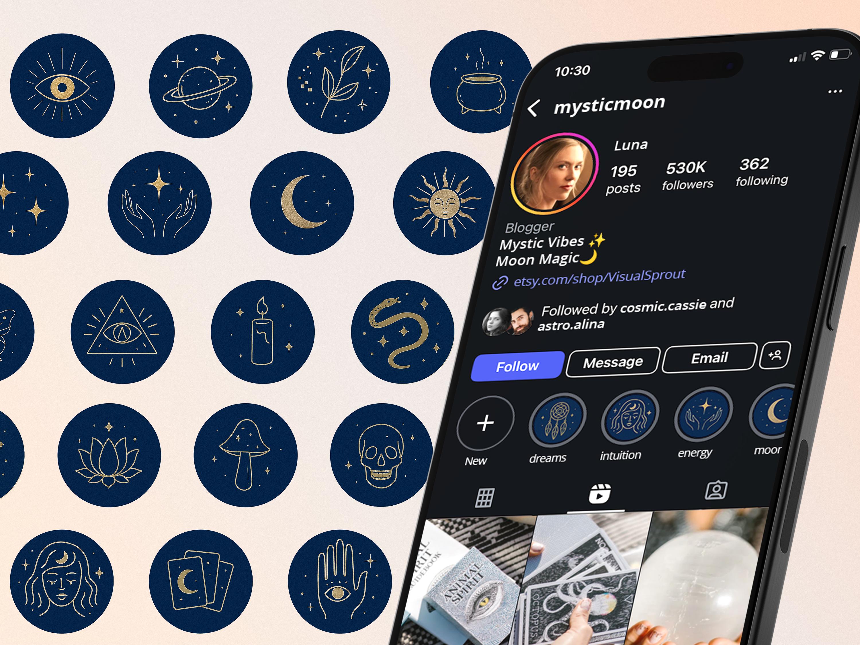 Mystic Moon Instagram Highlight Covers: Celestial IG Story Icons (PNG ...