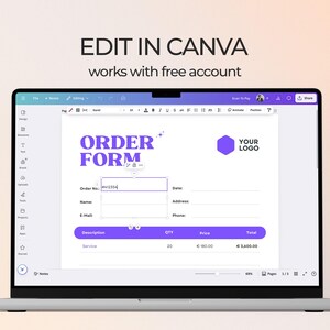 Editable Order Form Templates – Canva Set for Small Business & Creators ...
