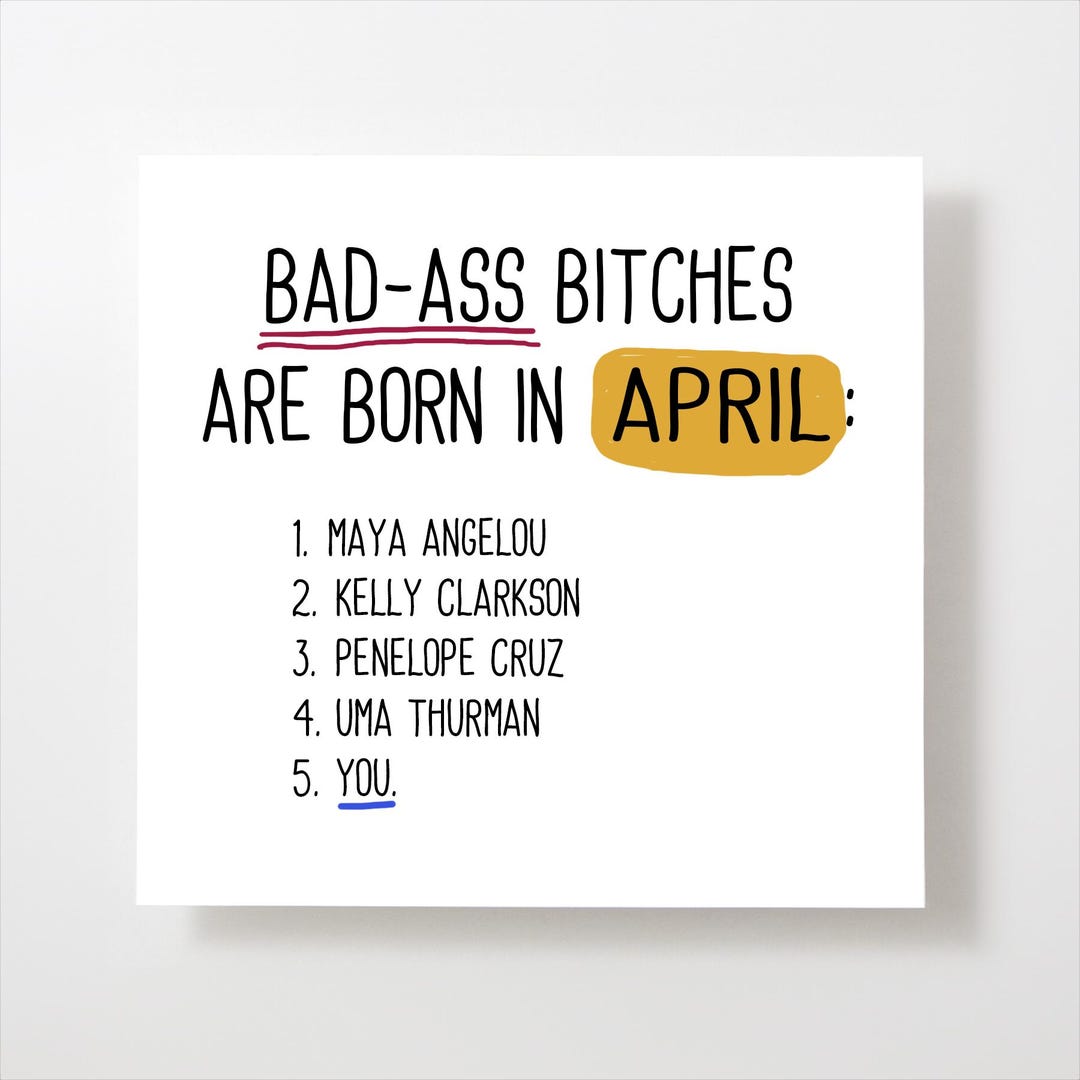 April Birthday - Bad Ass Bitches Card - Birthday Card - Custom Message ...