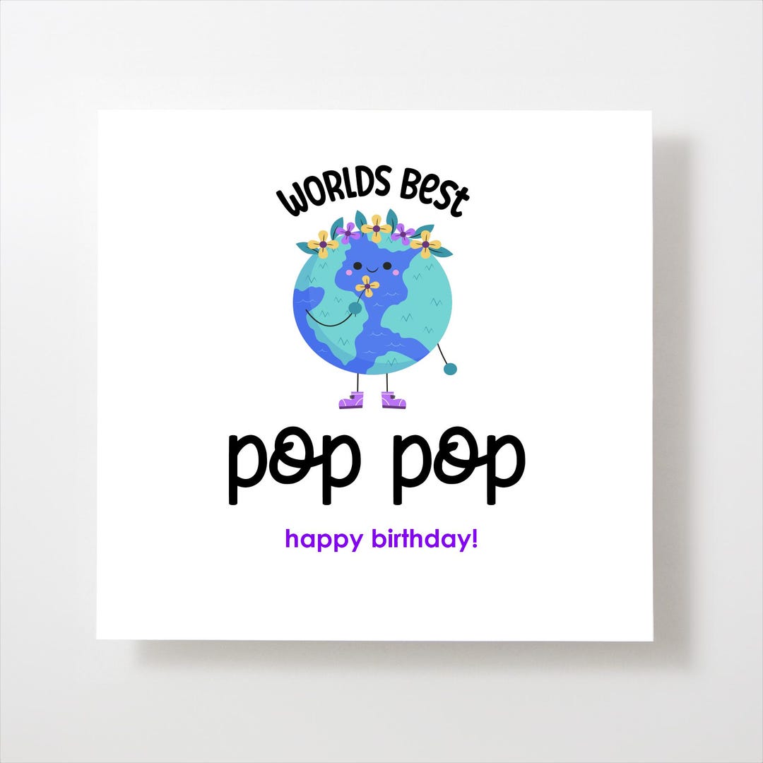 Worlds Best Pop Pop Happy Birthday Card - Pop Pop Birthday Card ...
