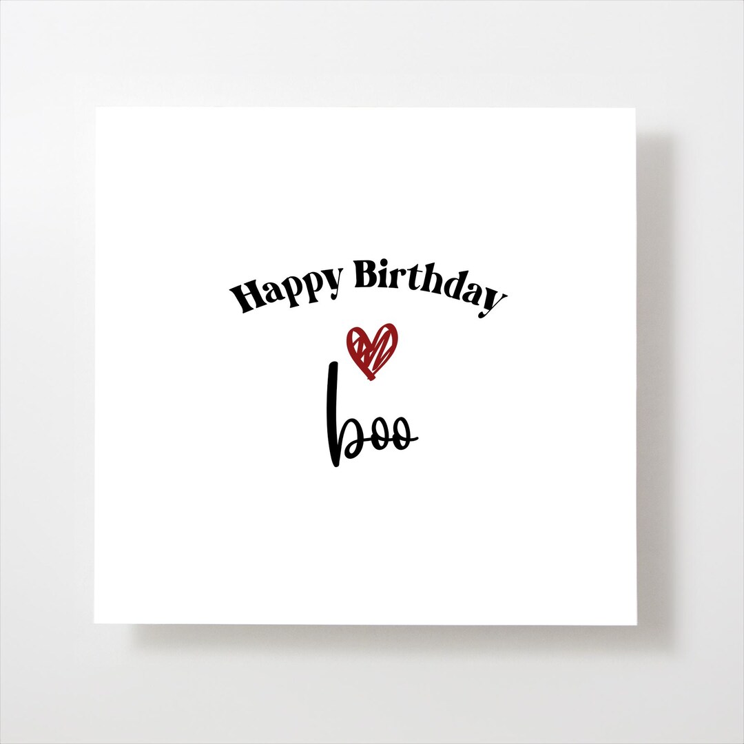 Minimalist Boo Happy Birthday Card - Optional Personalization - Clean ...
