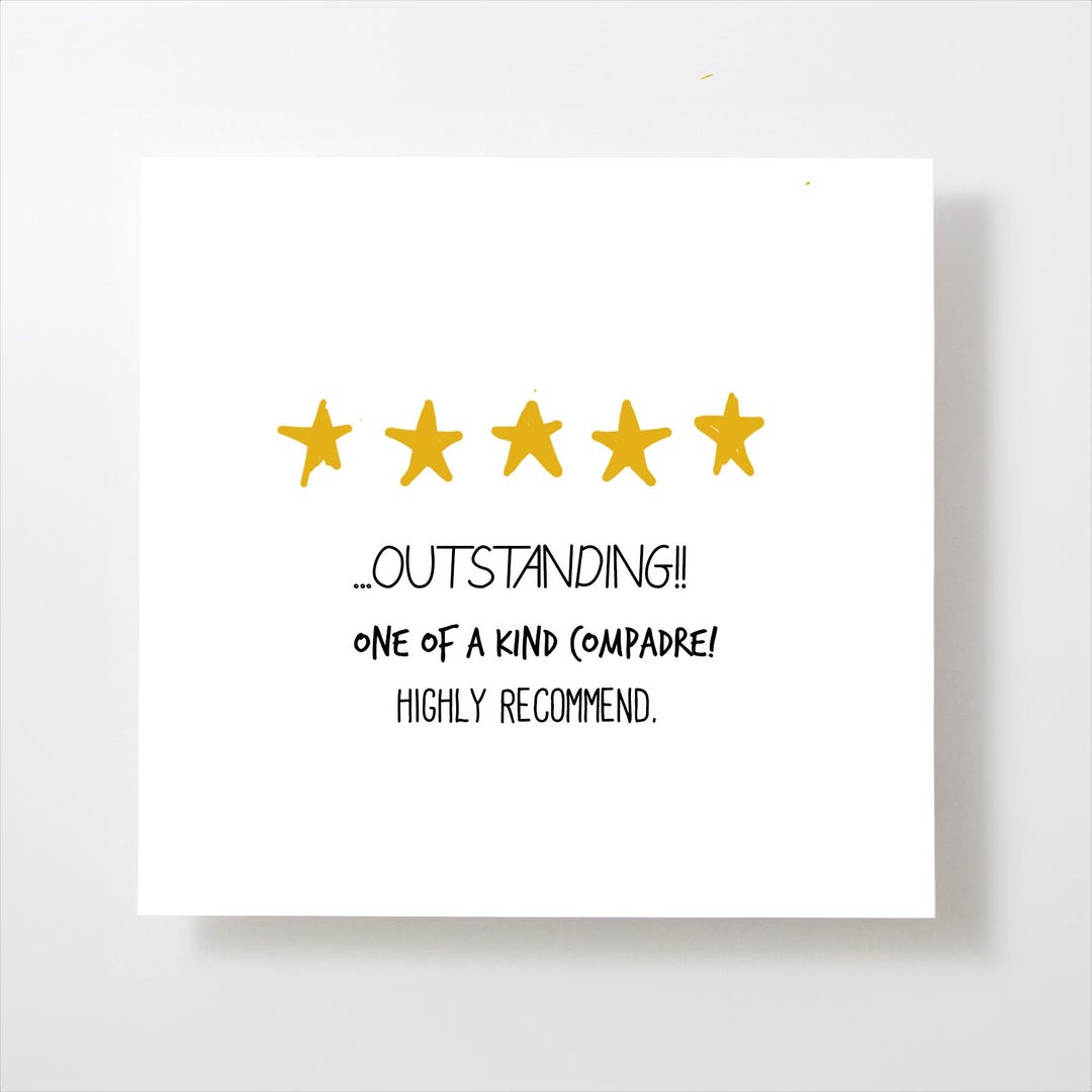 Compadre Funny Greeting 5 Star Review Thank You or Birthday Card ...