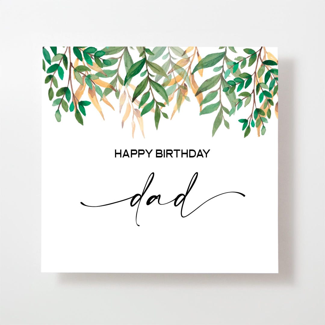 Minimalist Dad Happy Birthday Card - Dad Birthday Card - Custom Message ...