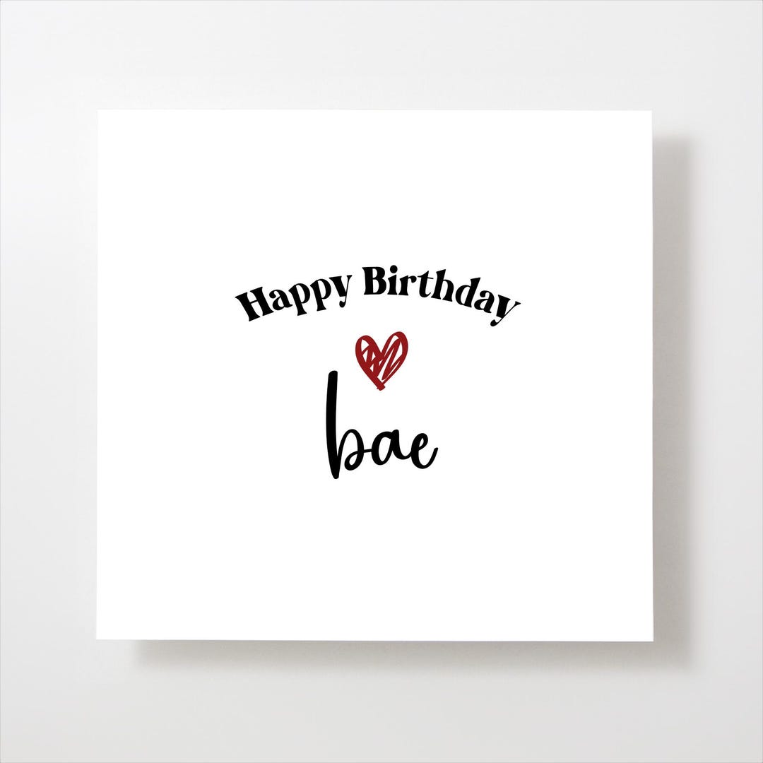 Minimalist BAE Happy Birthday Card Significant Other Birthday Card ...