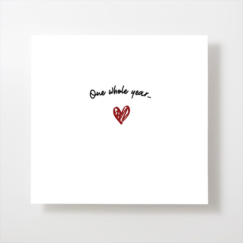 1 Year Anniversary- One Whole Year Card - Customized Text Option - Etsy