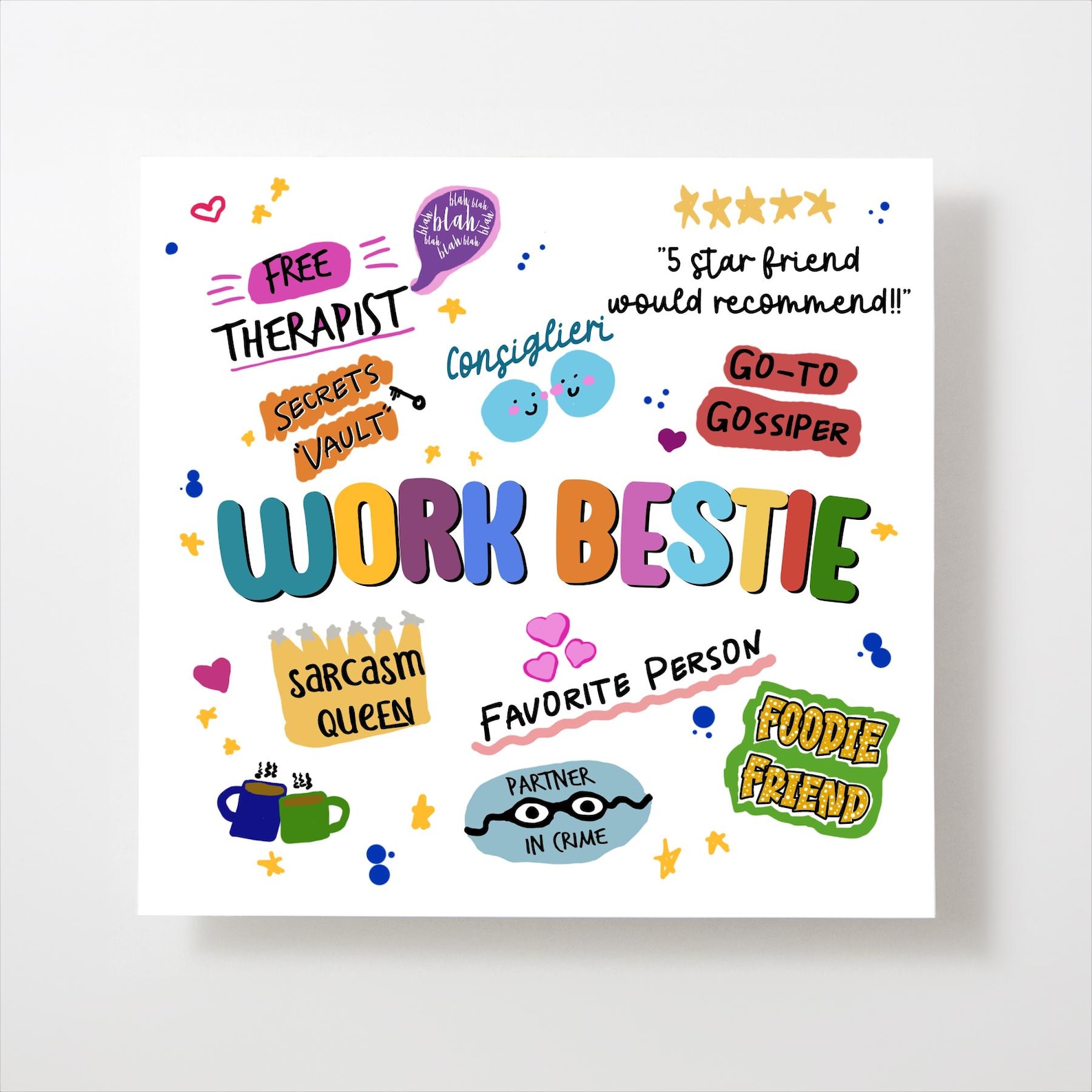 Work Bestie Greeting Card - Funny Greeting - Etsy