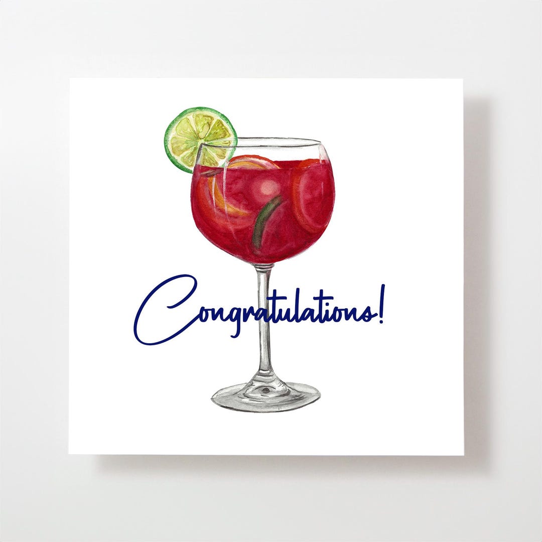 Congratulations Cocktail Card: Sangria Adult Greeting - Etsy