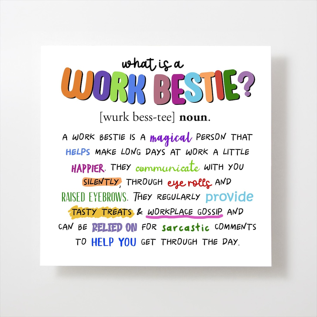 Work Bestie Greeting Card - Funny Coworker Thank You Card - Etsy