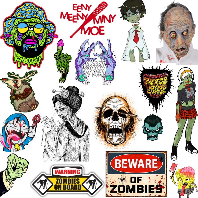 300 Zombie Design Bundle - PNG & SVG Files | Spooky Undead Graphics for ...