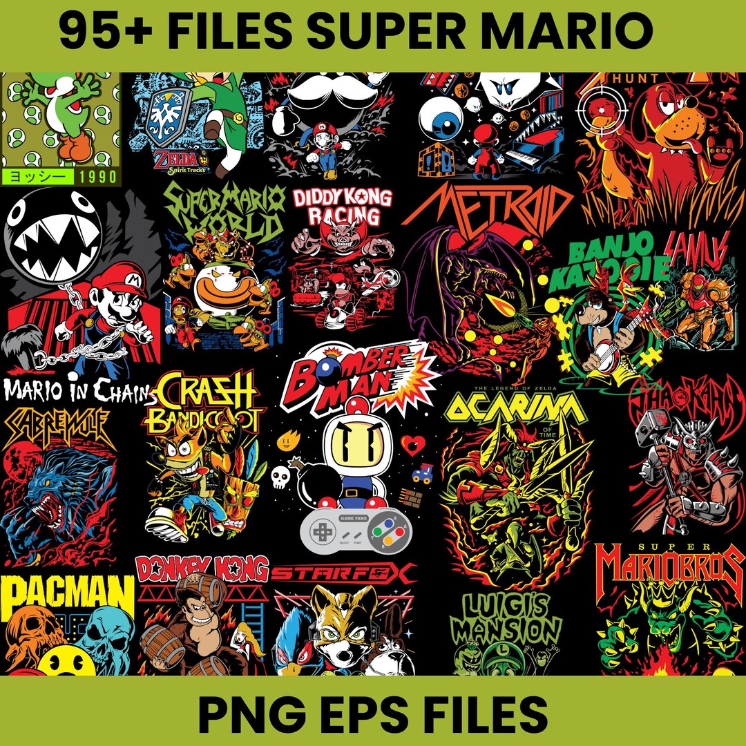 Super Mario PNG EPS Bundle | Digital Download | T-shirt Print Design ...