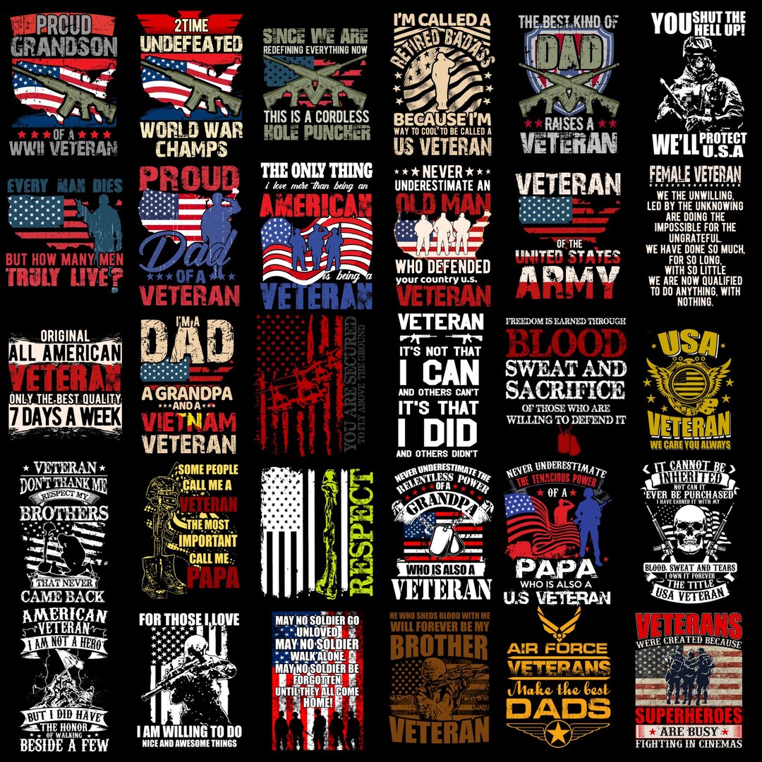61 Patriotic Veteran T-shirt Design Bundle | AI, EPS, JPG, Psd,svg,png ...