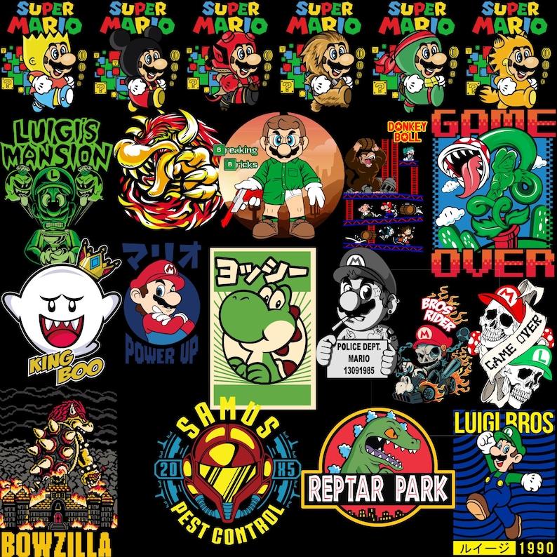 Super Mario PNG EPS Bundle | Digital Download | T-shirt Print Design ...