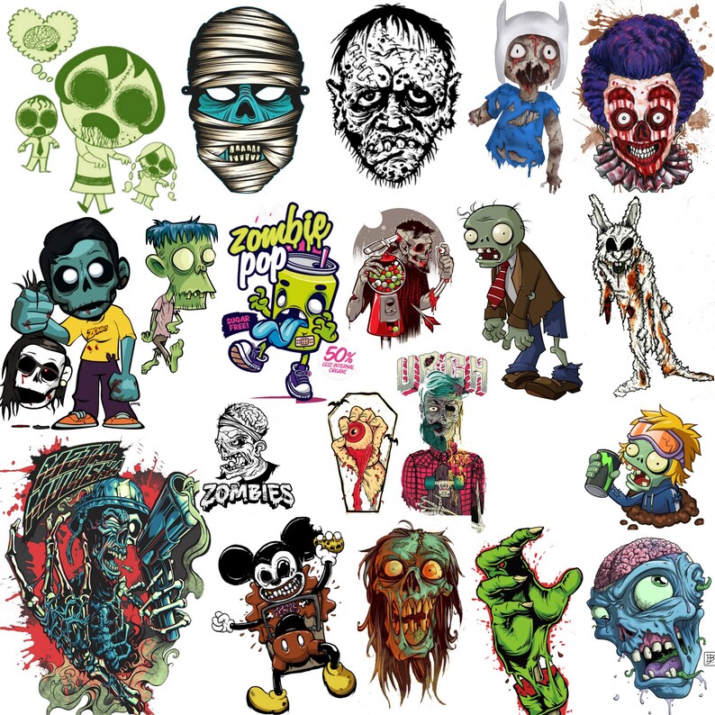 300 Zombie Design Bundle - PNG & SVG Files | Spooky Undead Graphics for ...