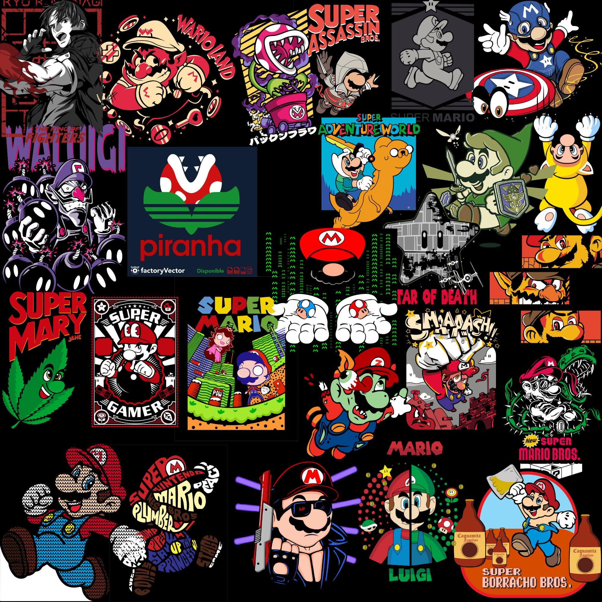 Super Mario PNG EPS Bundle | Digital Download | T-shirt Print Design ...
