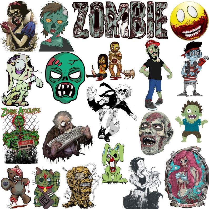 300 Zombie Design Bundle - PNG & SVG Files | Spooky Undead Graphics for ...