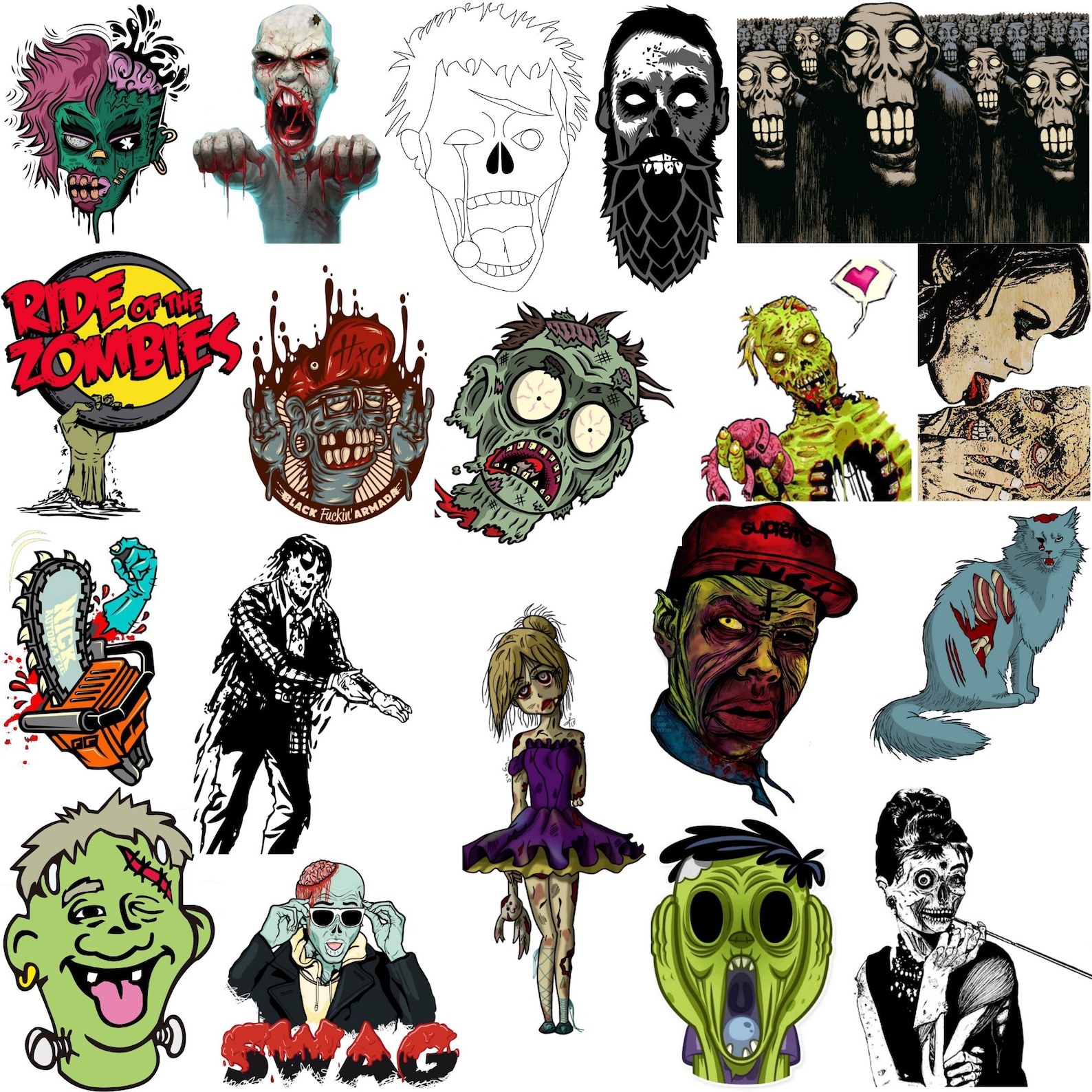 300 Zombie Design Bundle - PNG & SVG Files | Spooky Undead Graphics for ...