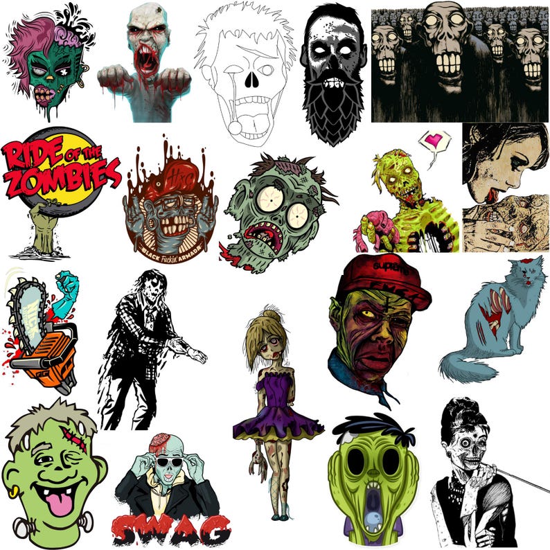 300 Zombie Design Bundle - PNG & SVG Files | Spooky Undead Graphics for ...