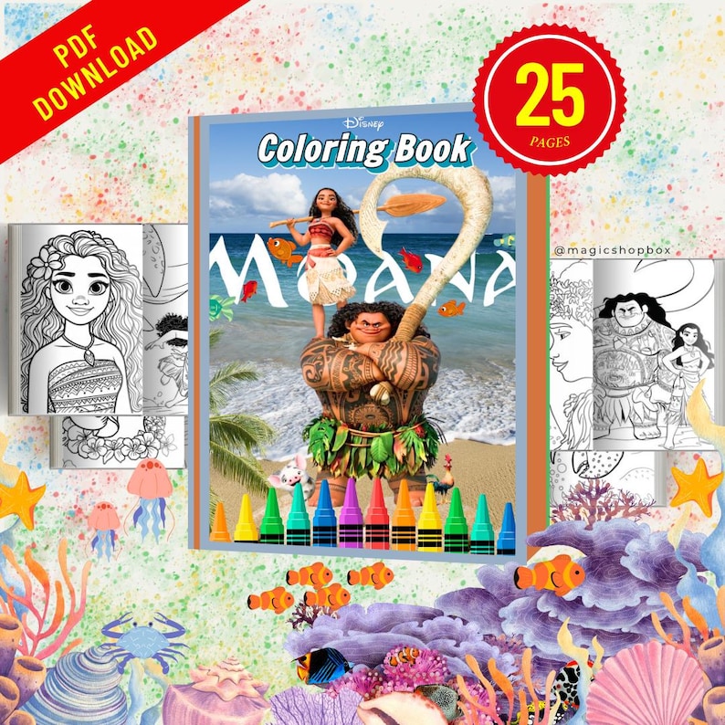 Moana Coloring Pages | 25 Printable PDF Sheets | Kids Activity Book ...