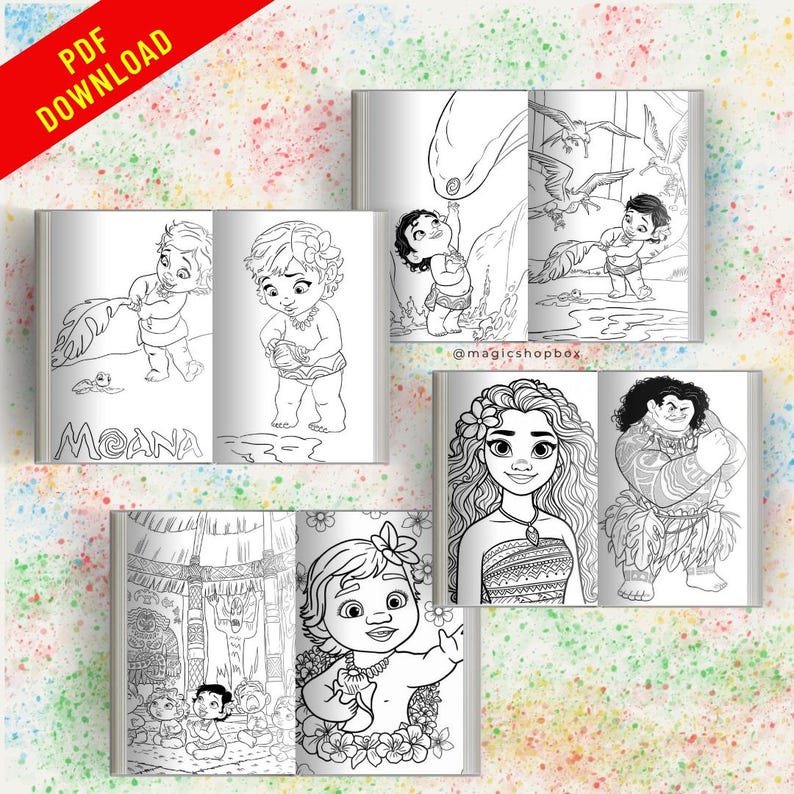Moana Coloring Pages | 25 Printable PDF Sheets | Kids Activity Book ...