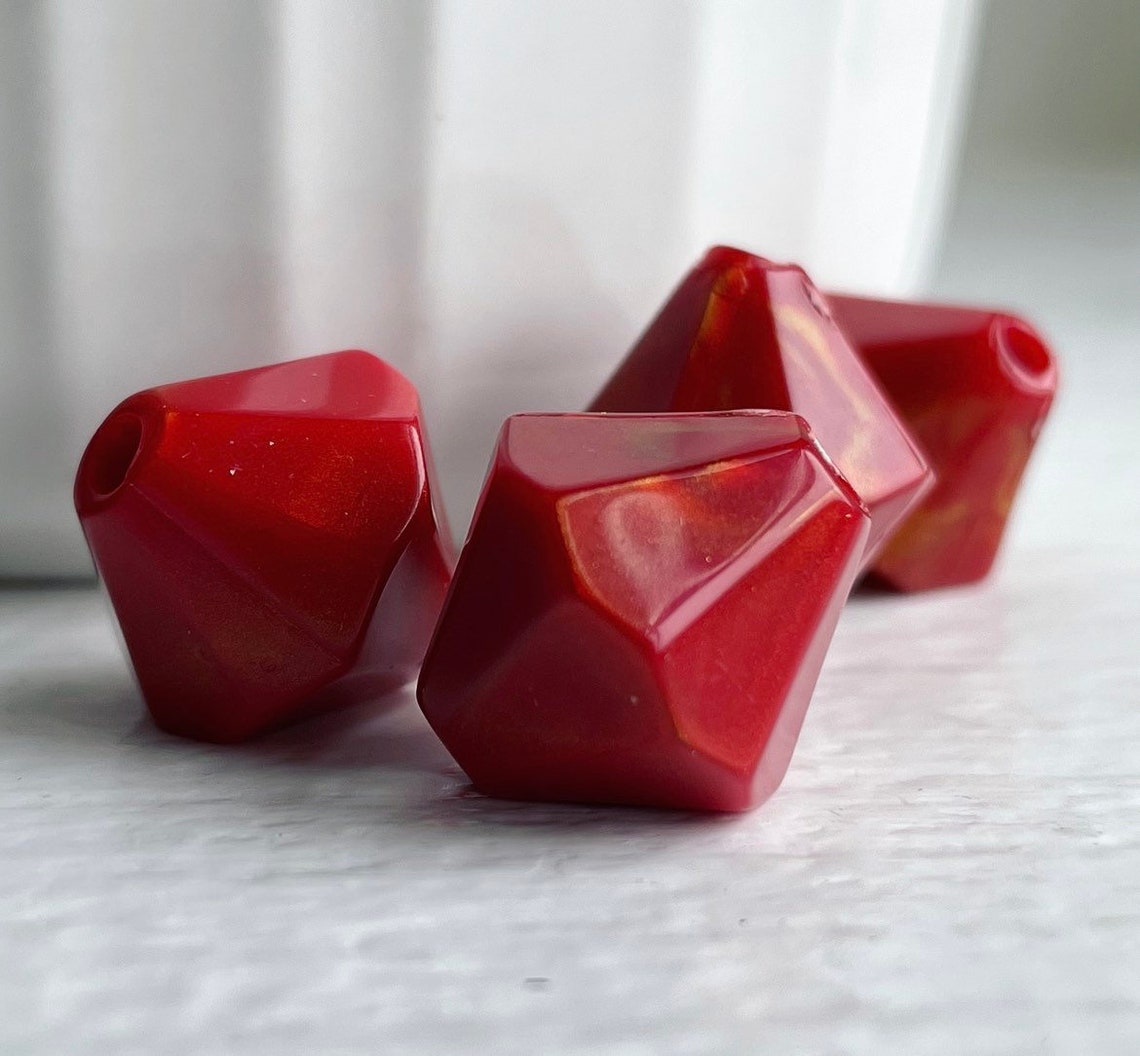 Red Gold Wash Faceted Acrylic Bicone Beads 15mm 16 - Etsy