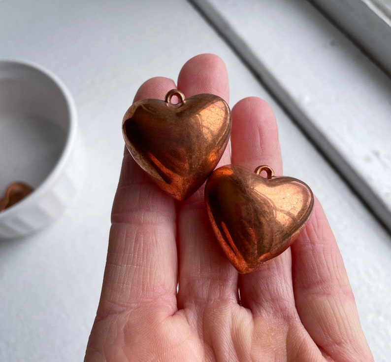 Vintage Copper Heart Pendant Charms Beads 28mm (4) - Etsy