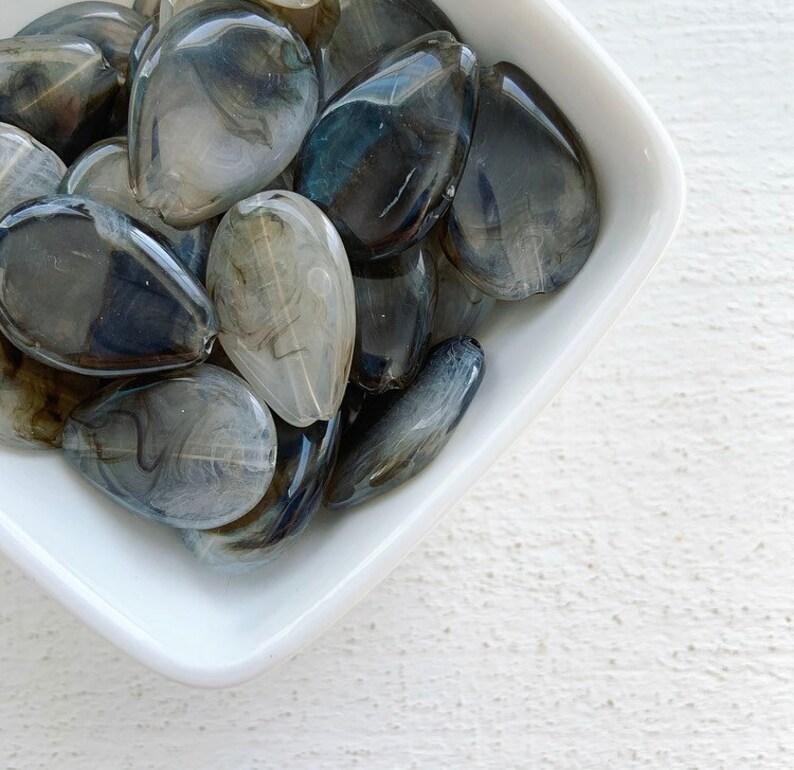 Vintage Lucite Crystal Gray Olive Marbled Givre Flat Teardrop | Etsy