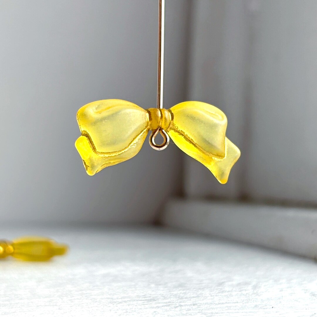 Matte Yellow Gold Acrylic Bow Beads Carved 29mm (8) - Etsy