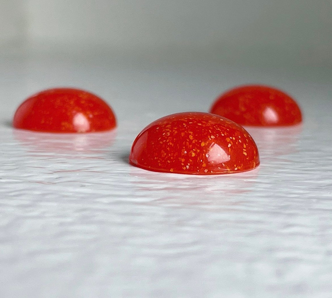 Vintage Bright Orange Glitter Resin Cabochons Cabs Round - Etsy