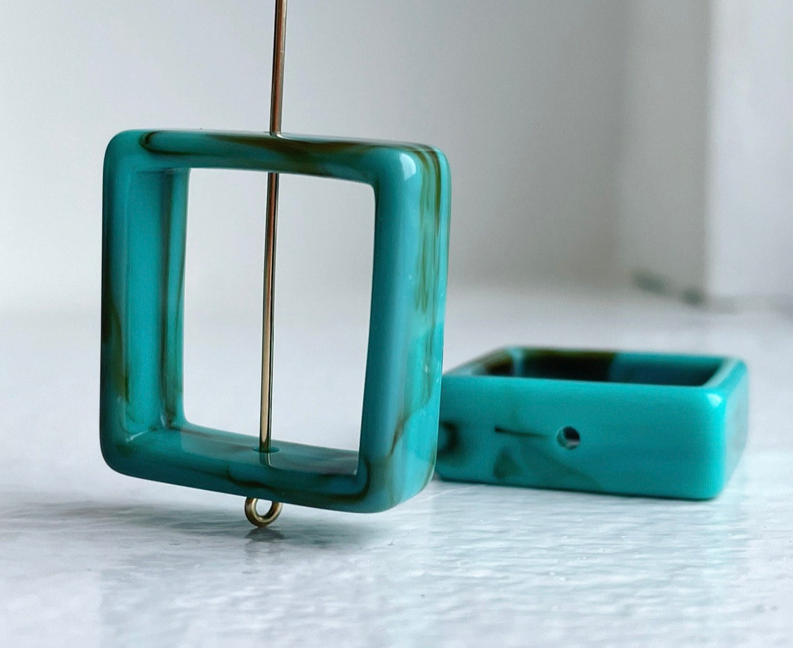 Acrylic Turquoise Marbled Square Bead Frames 28mm (4) - Etsy