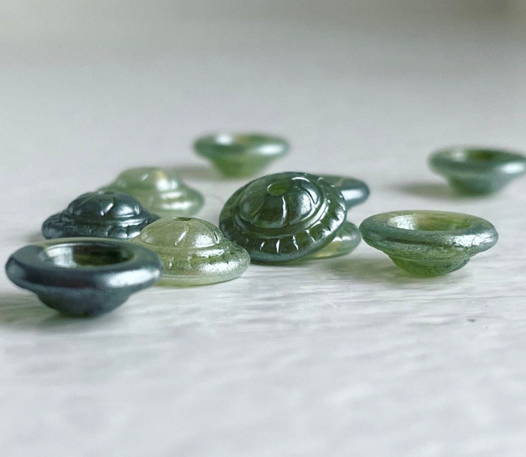 Vintage Pearly Green Marbled Pearl Lucite Bead Caps 10mm 20 - Etsy