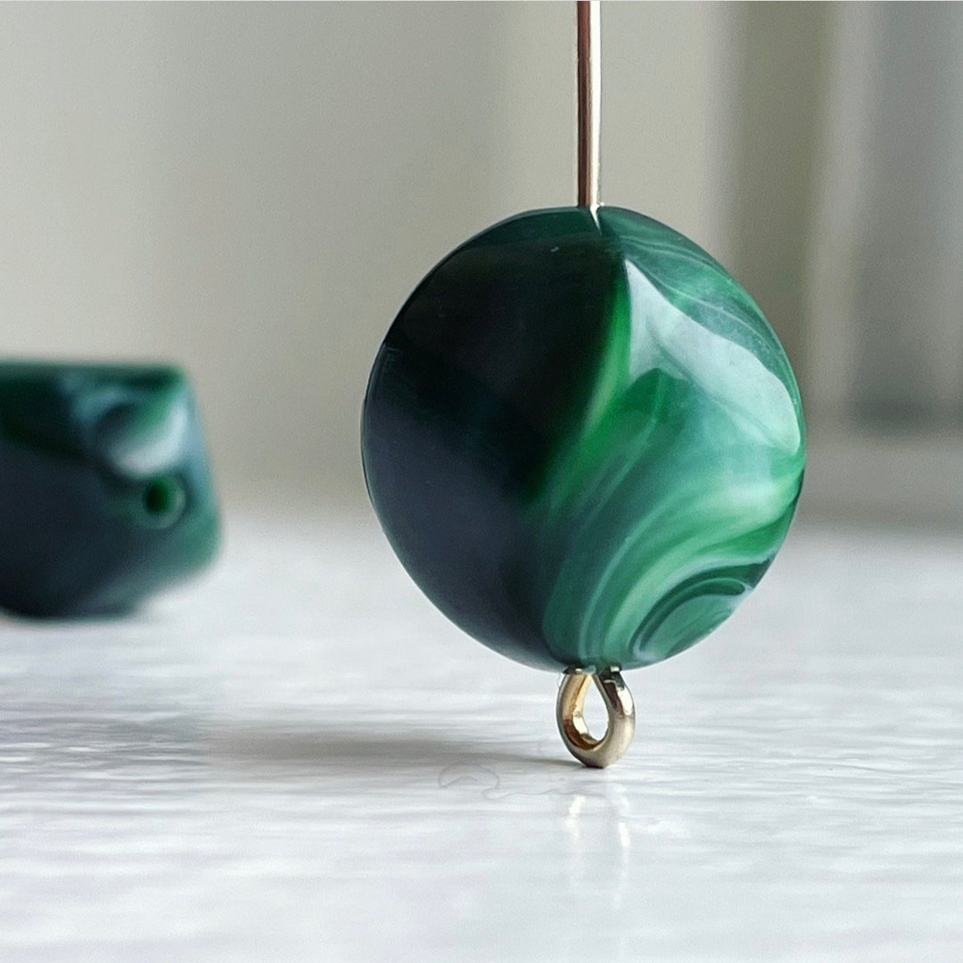 Marbled Malachite Green White Beveled Round Acrylic Beads 15mm (12) - Etsy