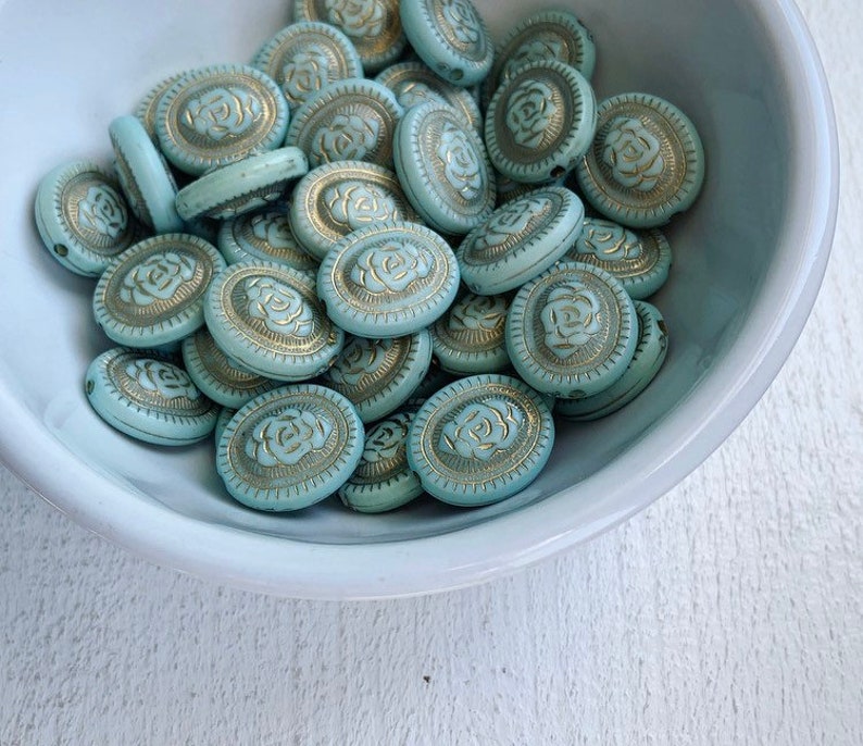 Etched Acrylic Beads Pale Minty Blue Mint Green Gold Acrylic | Etsy