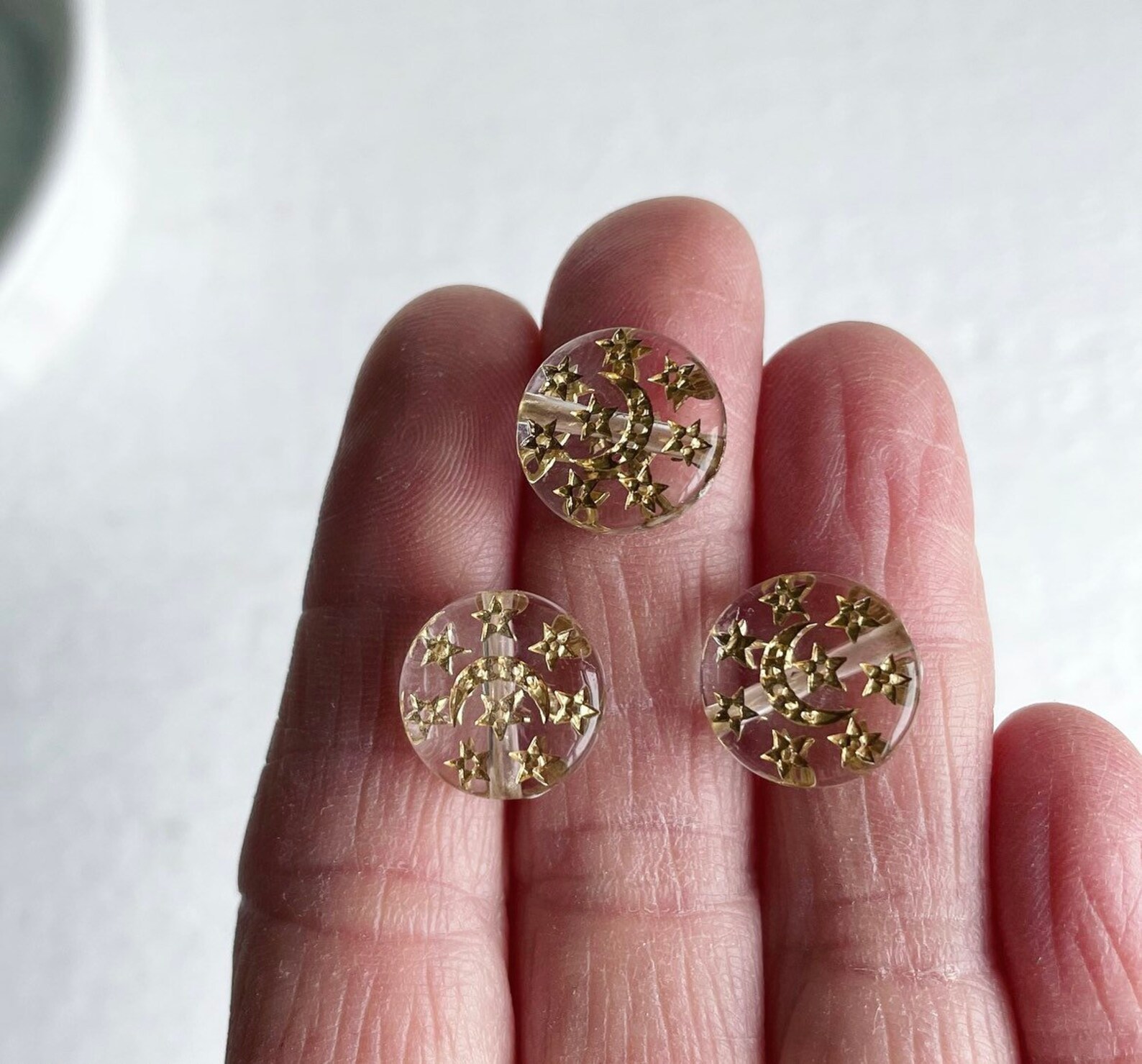 Etched Crystal Gold Moon Stars Coin Acrylic Pillow Beads 13x5mm (14) - Etsy