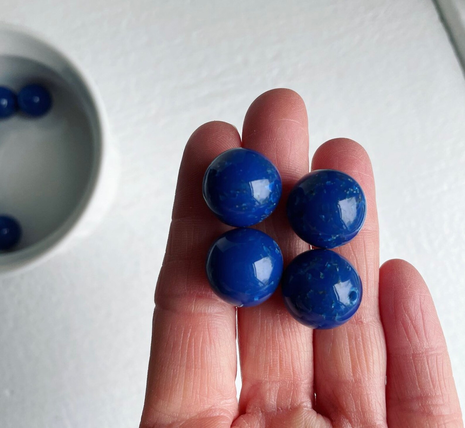 Vintage Blue Pitted Granite Round Lucite Beads Organic 16mm (10) - Etsy