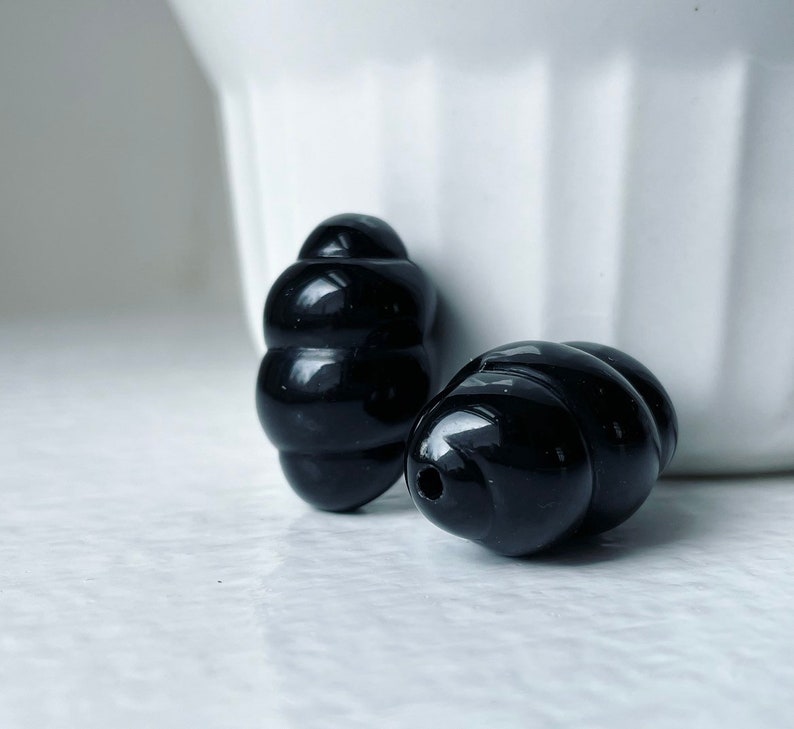 Vintage Black Lucite Twisted Fluted Oval Ridged Tube Beads - Etsy