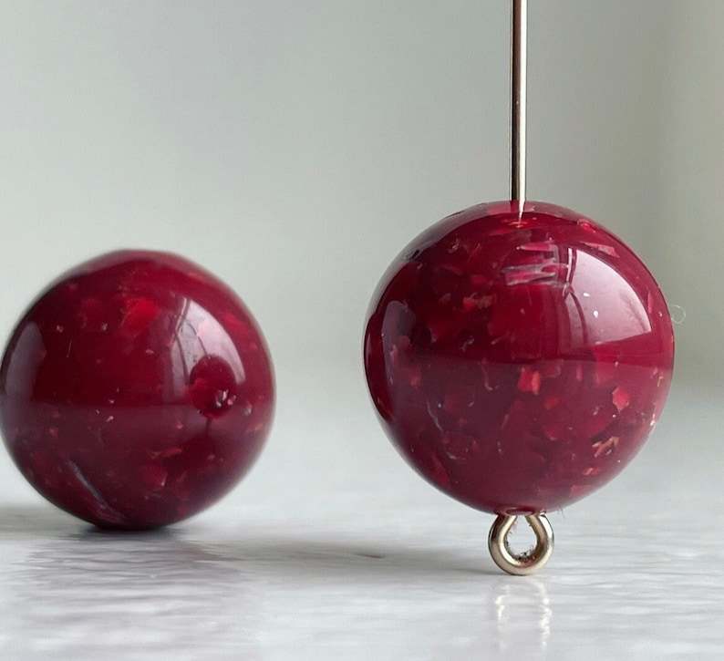 Vintage Rusty Red Pitted Granite Round Lucite Beads Organic 16mm (10 ...