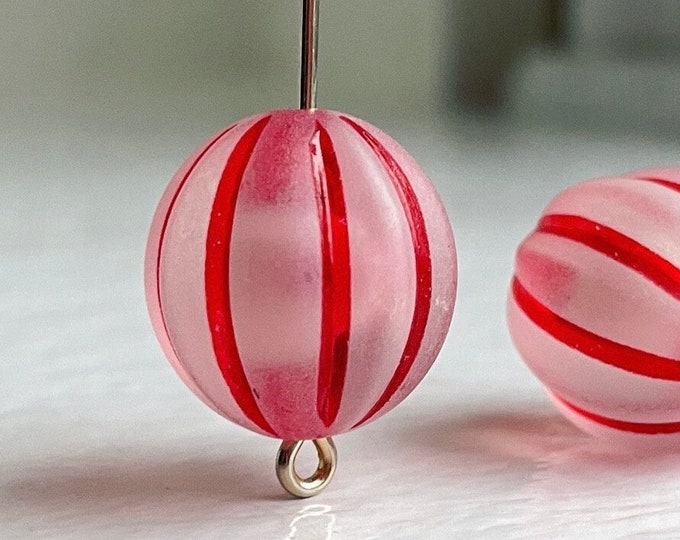 Red Fluted Round Acrylic Bead Matte Frosted Finish 16mm 10 - Etsy