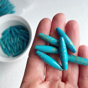 Turquoise Gold Drizzle Oval Acrylic Rice Beads 28mm 20 - Etsy