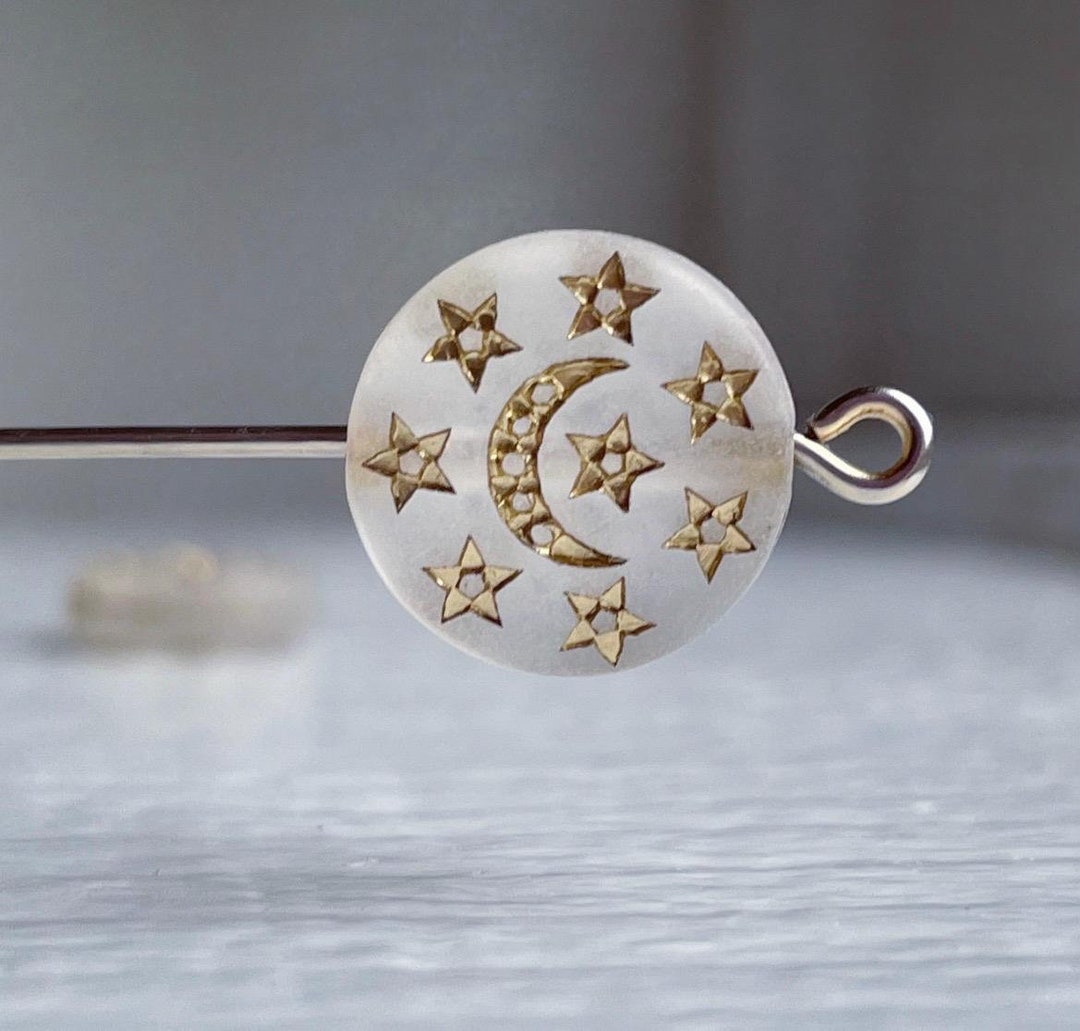 Matte Crystal Gold Moon Stars Coin Acrylic Carved Frosted Beads 13x5mm ...