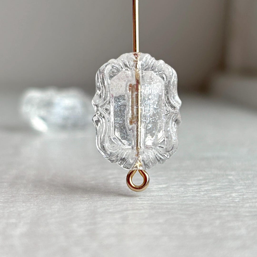 Carved Clear Crystal Silver Glitter Acrylic Rectangle Gem Beads 18mm ...