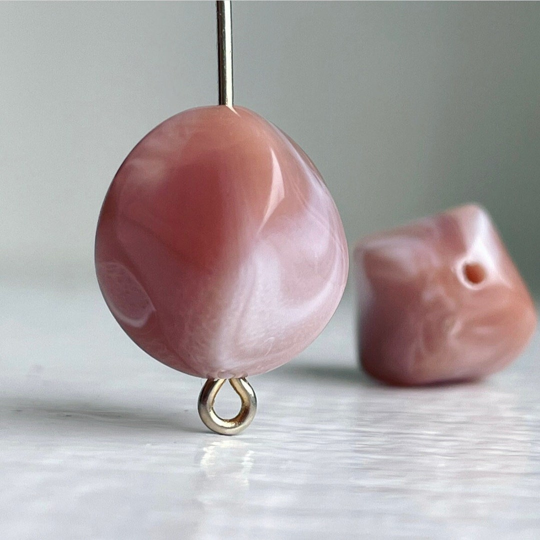 Marbled Rosy Brown White Peach Beveled Round Acrylic Beads 15mm (12) - Etsy