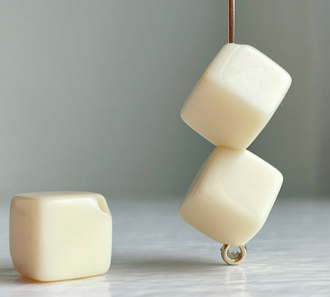 Ivory Cream Acrylic Square Cube Box Beads Diagonally Drilled 10mm 20 - Etsy