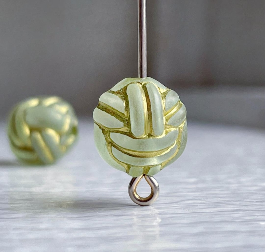 Matte Green Gold Round Acrylic Knot Basket Beads Carved 10mm (16) - Etsy