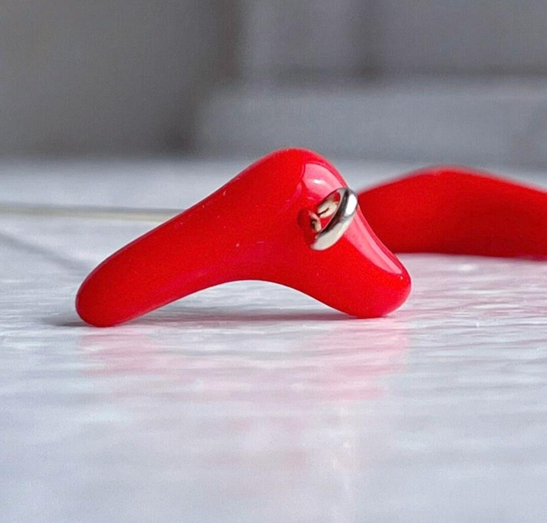 Vintage German Glass Red Boomerang Beads 17mm (12) - Etsy