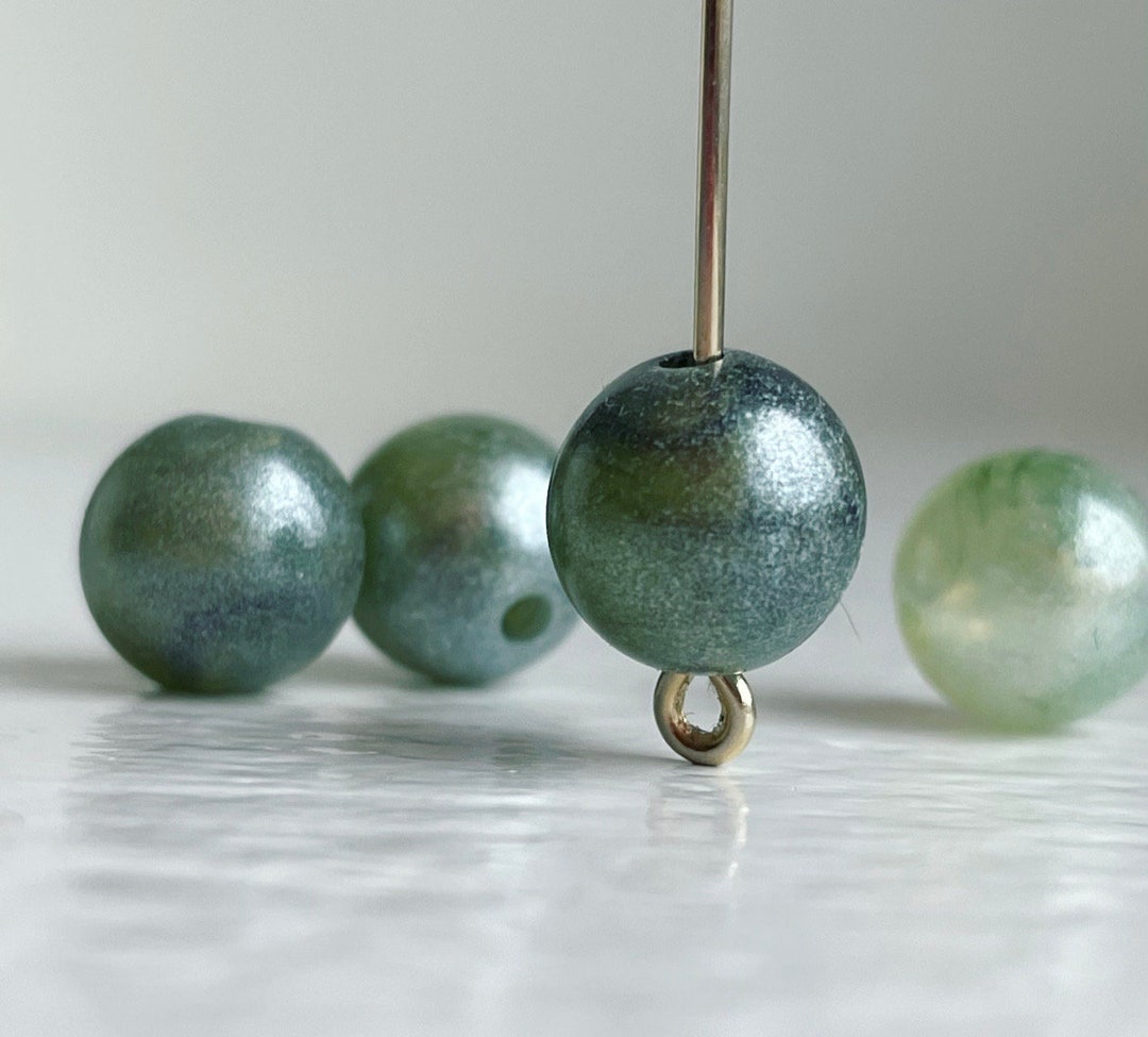 Vintage Pearly Green Marbled Pearl Round Lucite Beads 10mm (16) - Etsy