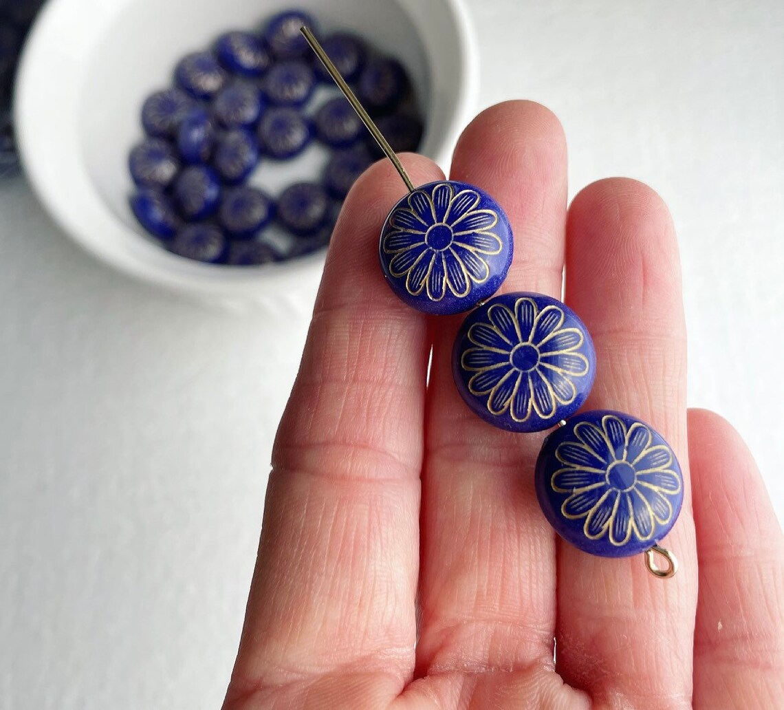 Carved Etched Royal Blue Gold Acrylic Coin Pillow Floral | Etsy