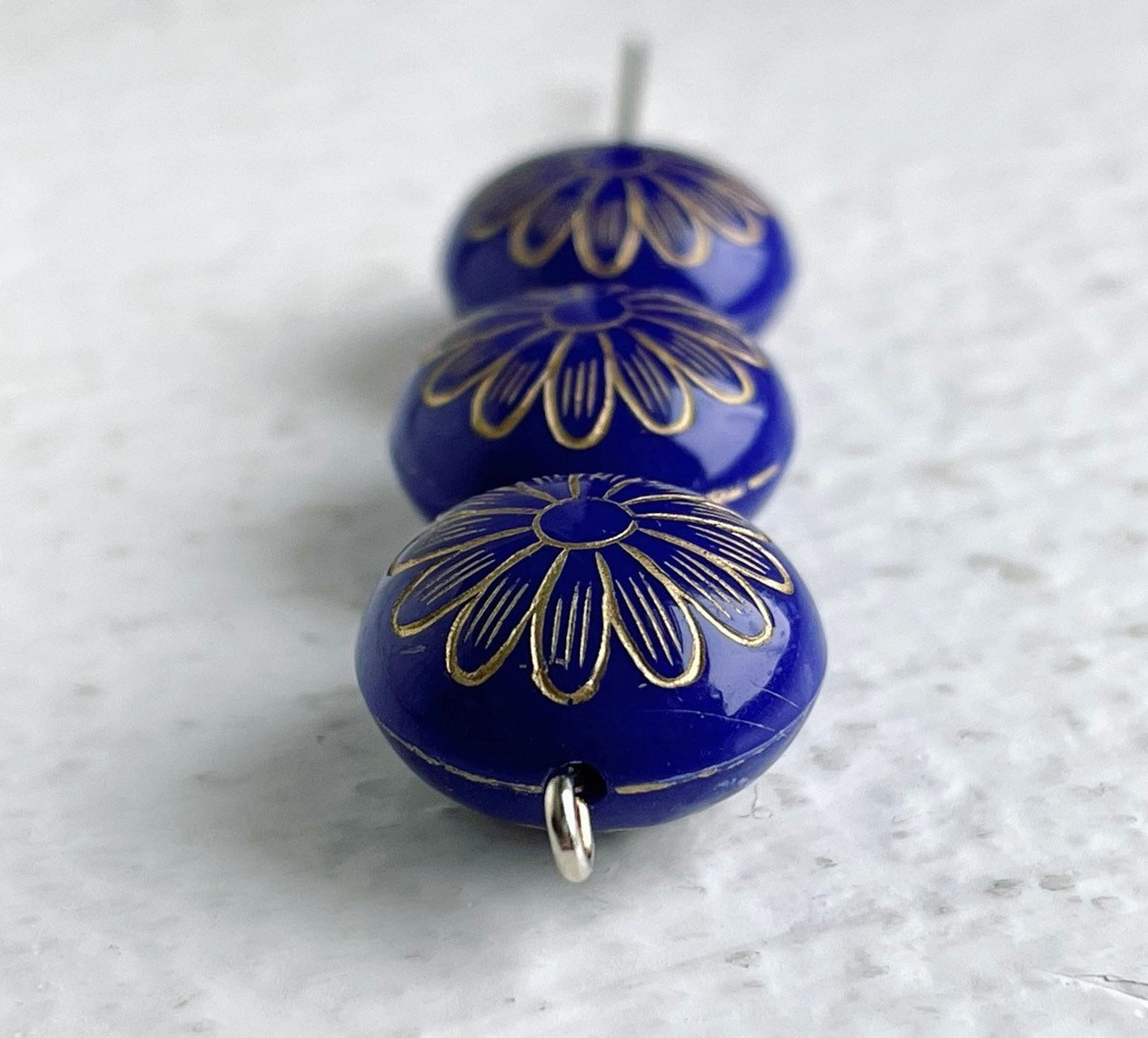 Carved Etched Royal Blue Gold Acrylic Coin Pillow Floral - Etsy