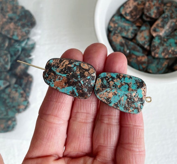 Acrylic Trapezoid Beads Copper Verdigris Aged Patina Faceted | Etsy