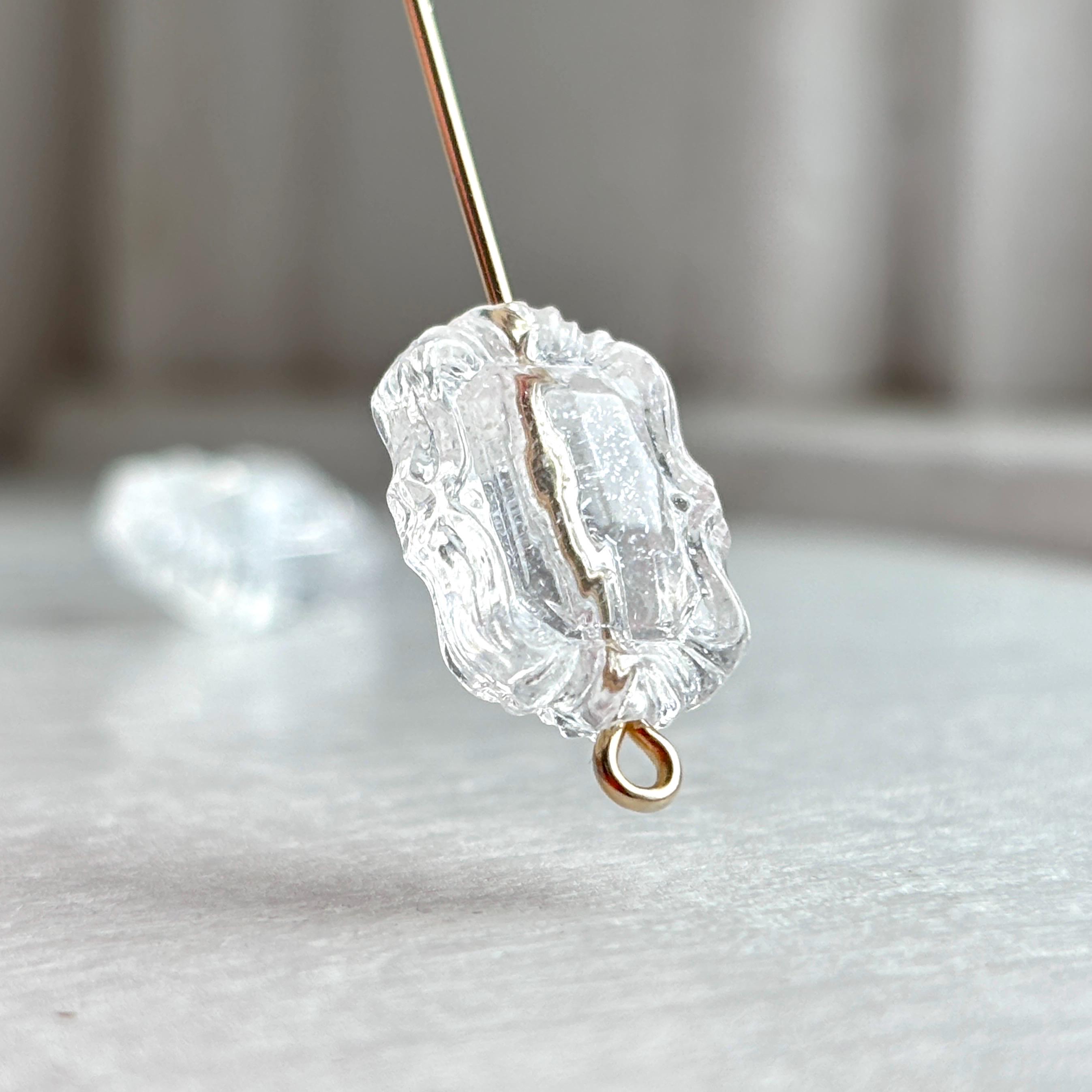 Carved Clear Crystal Silver Glitter Acrylic Rectangle Gem Beads 18mm ...